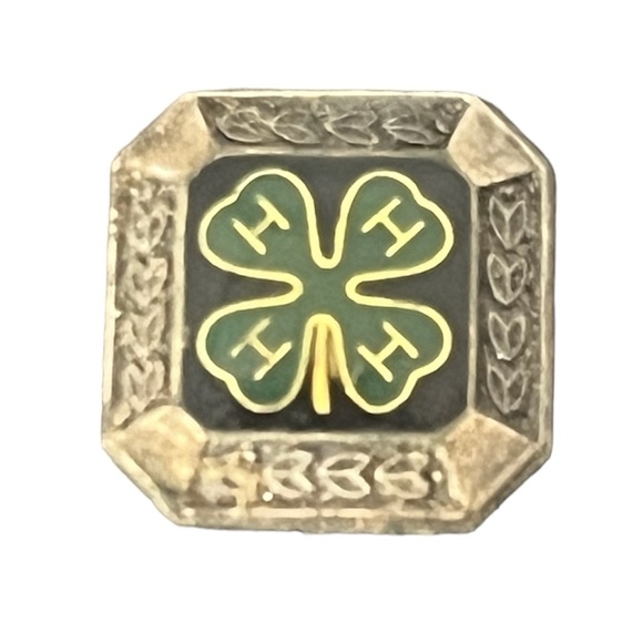 Jewelry | Vintage 4h Club Four Leaf Clover Black Green Enamel Silver ...